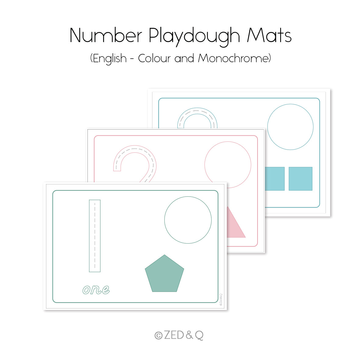 English Playdough Number Mats – Zed&Q