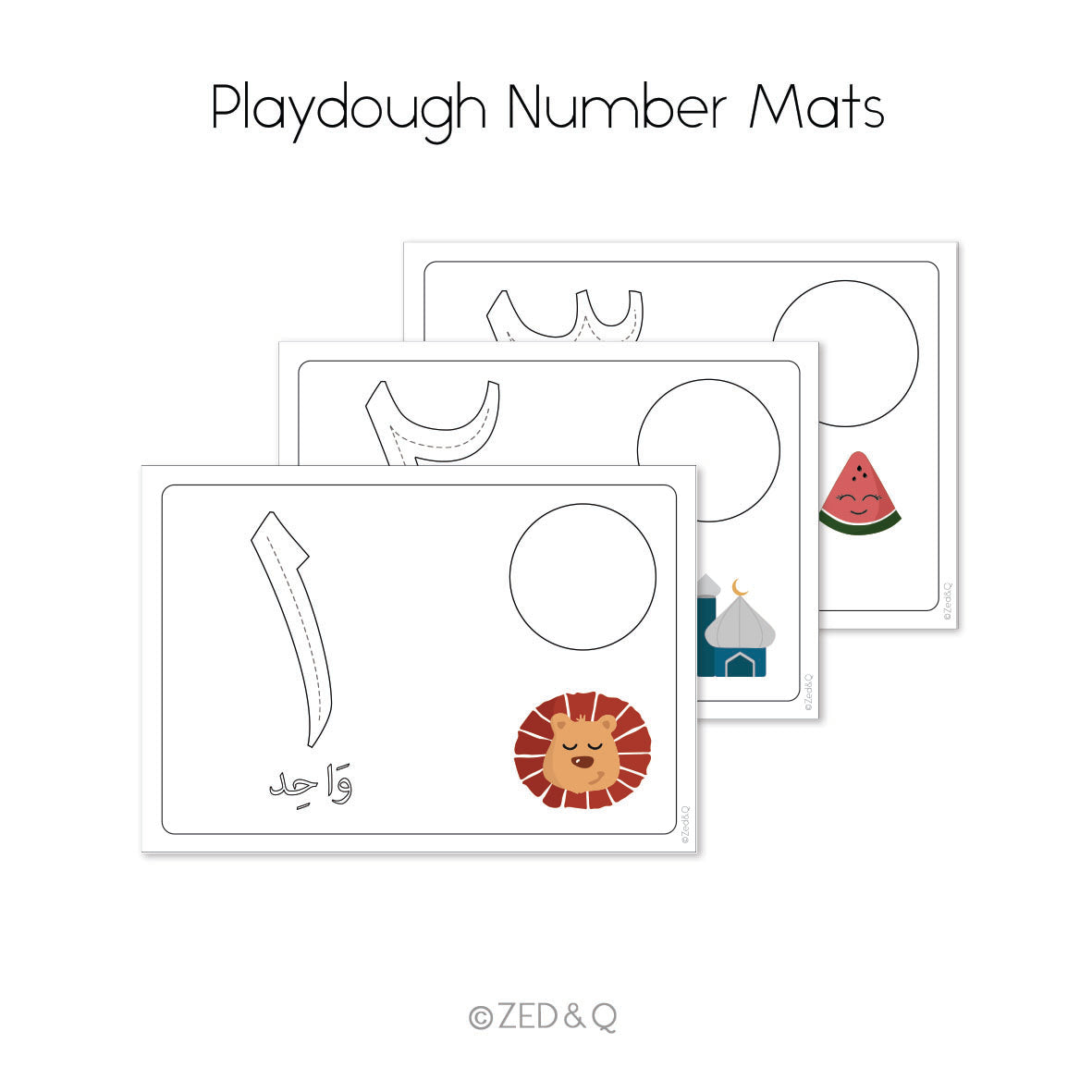 Arabic Playdough Number Mats – Zed&Q